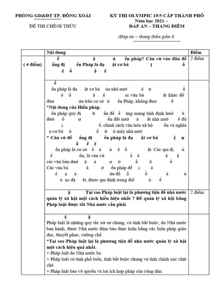 ĐÁP ÁN ĐỀ GDCD | PDF