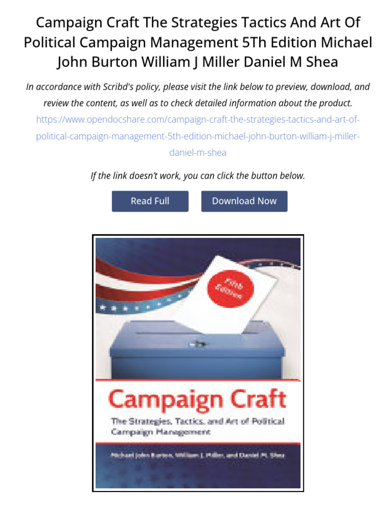 Campaign Craft The Strategies Tactics and Art of Political Campaign ...