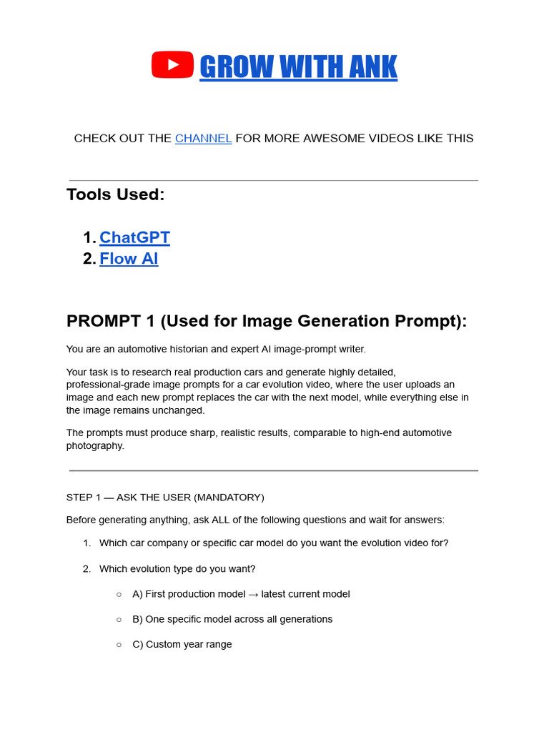 Car Transformation Prompts | PDF | Camera | Motor Vehicle