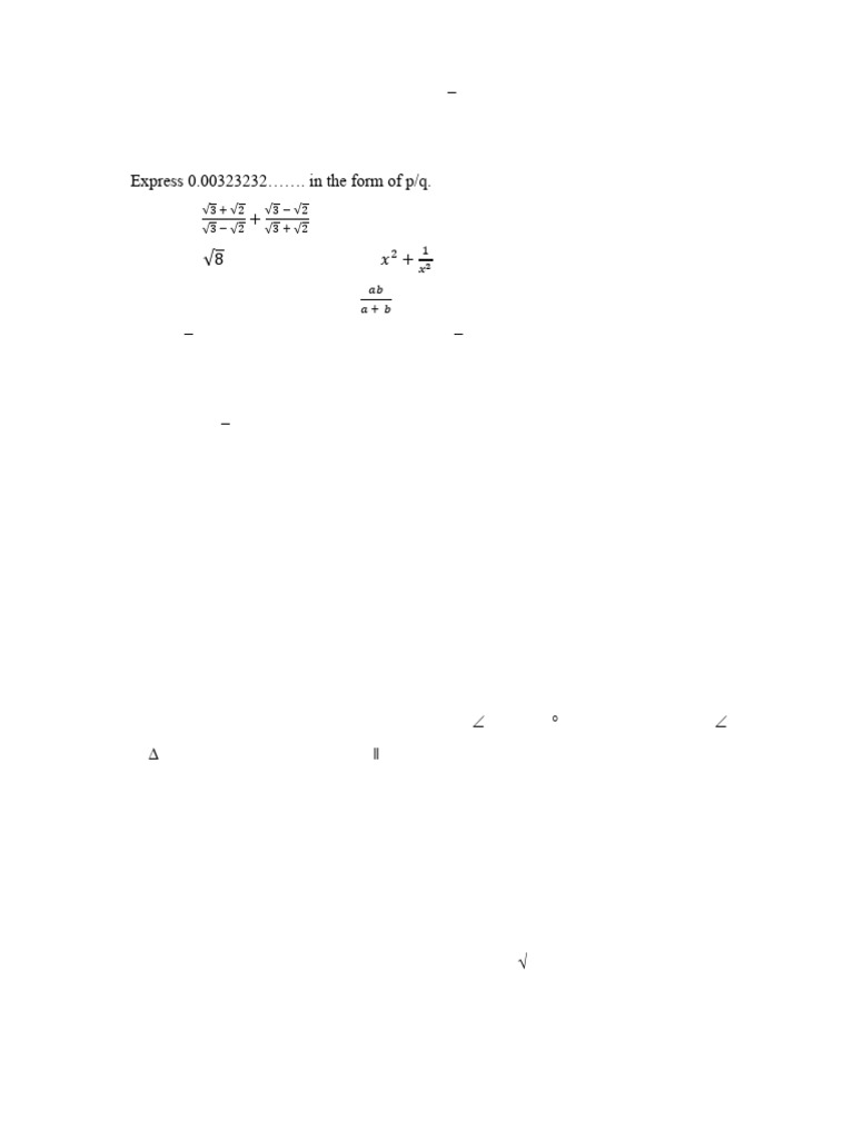 Holiday Homework Maths Class IX | PDF