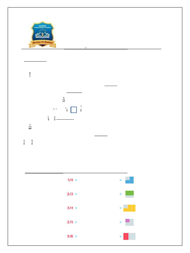 Grade 4 Mathematics: Fractions Worksheet | PDF | Arithmetic | Mathematics