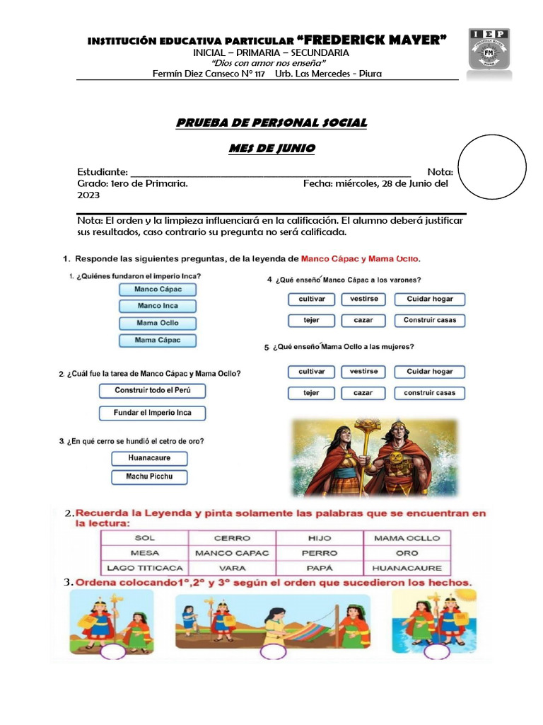 Prueba de Personal Social Junio (1) (1) | PDF