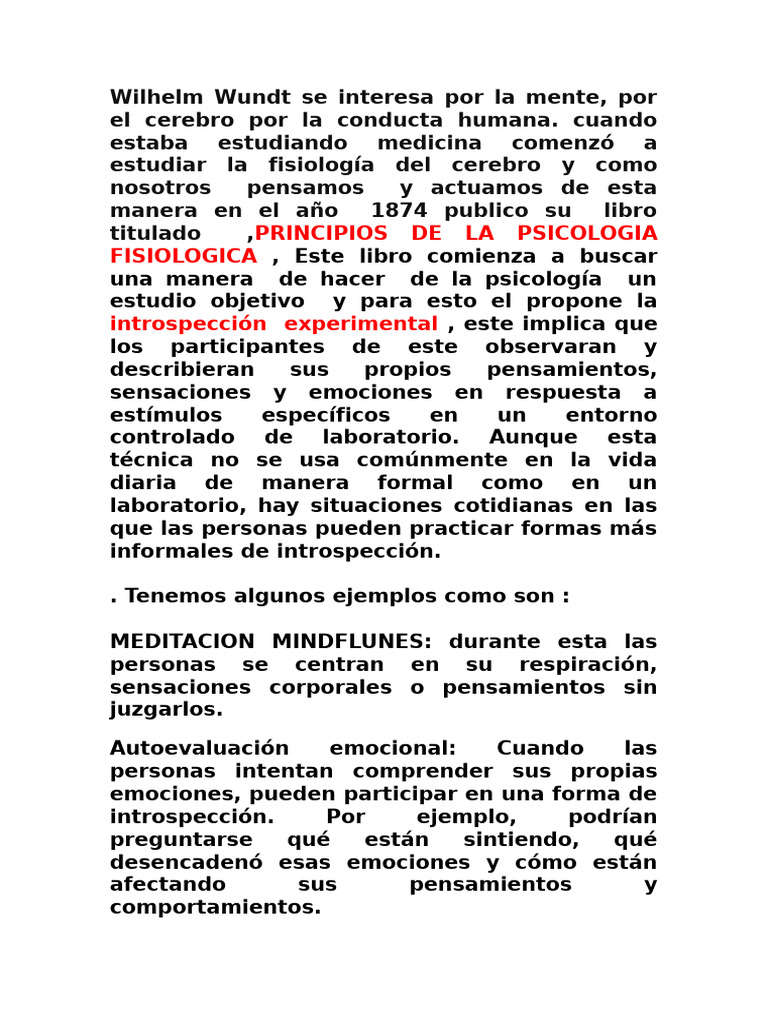 Wilhelm Wundt Se Interesa Por La Mente | PDF