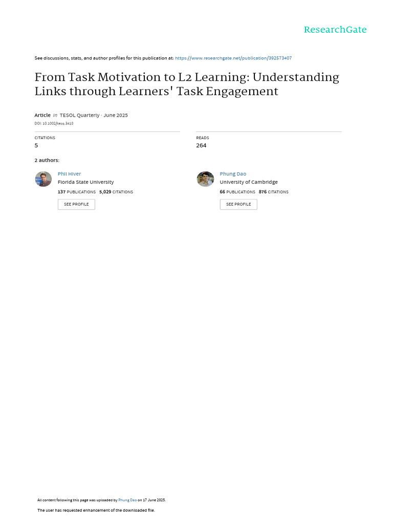 Task Motivation and L2 Learning Insights | PDF | Learning | Motivational