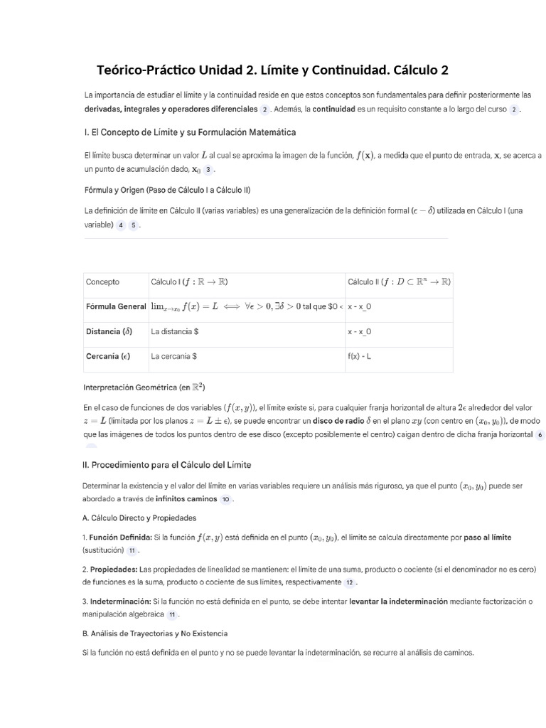 nidad 2. Límite y Continuidad. Cálculo 2 | PDF