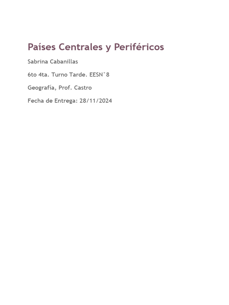 Países Centrales y Periféricos TP | PDF | Bolivia | Los Estados Unidos