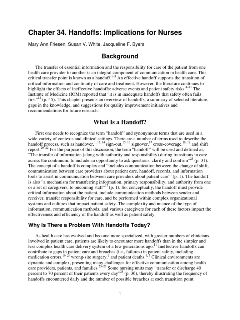 Handoffs_Implications for Nurses | Patient Safety | Nursing