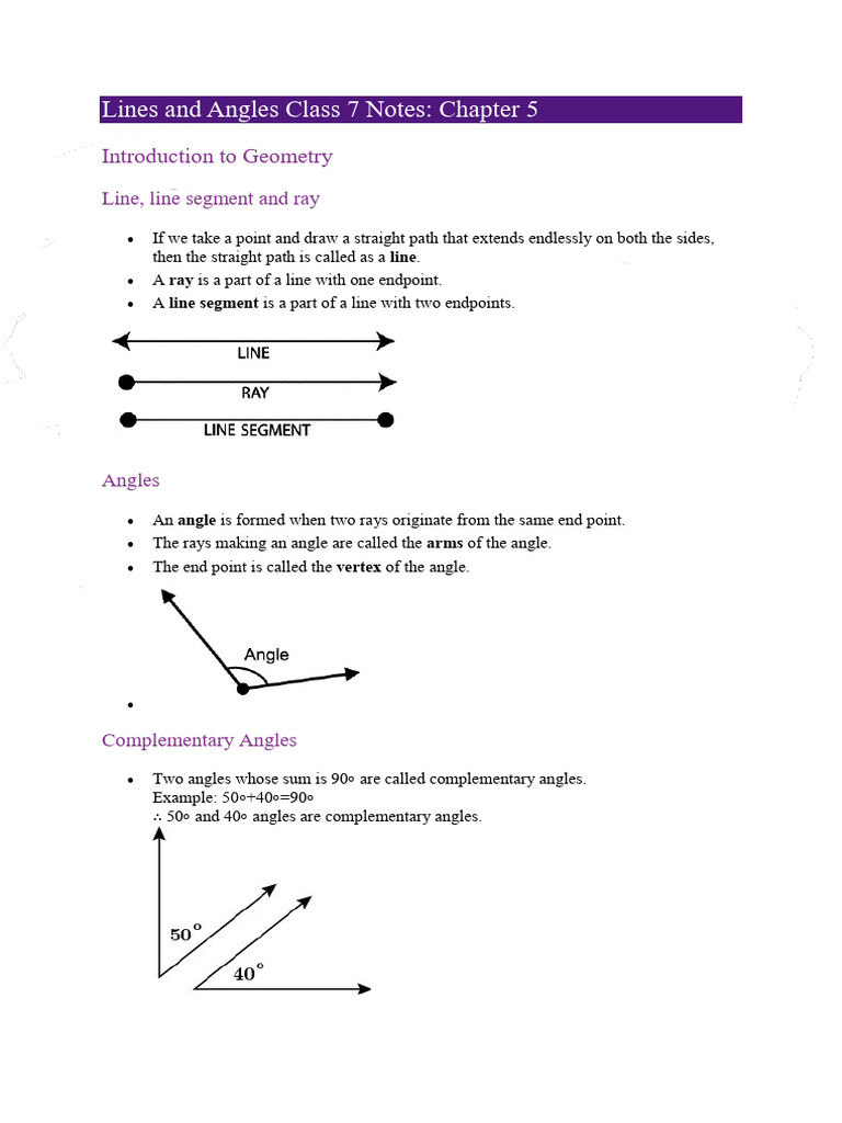 Lines and Angles (1) 2 | PDF | Angle | Line (Geometry)