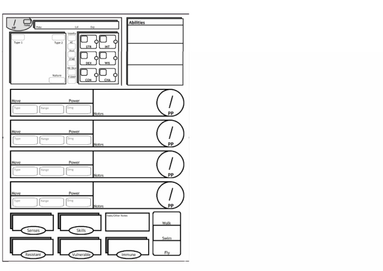 Pokemon 5e - Pokemon Sheet | PDF