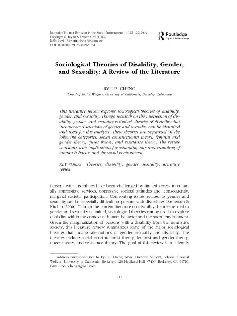Sociological Theories on Disability & Gender | PDF | Disability | Gender