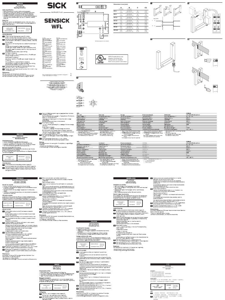 Operating Instructions Sensick Wfl en de Fr Pt Da It Nl Es Ja Im0028827 ...