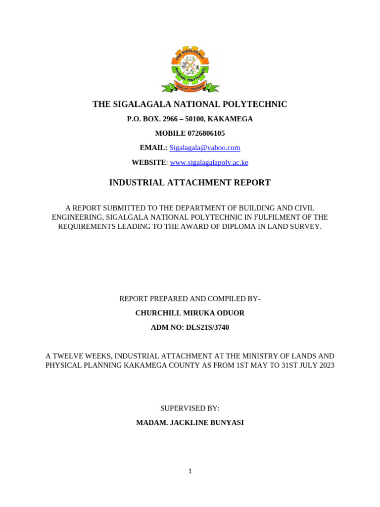 Industrial Attachment Report: Land Survey | PDF | Surveying