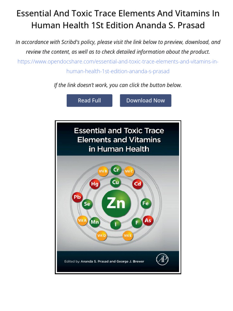 Essential and Toxic Trace Elements and Vitamins in Human Health 1st ...