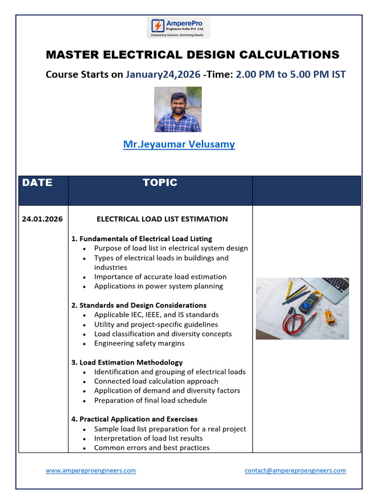 Master Electrical Design Course 2026 | PDF | Lighting | Power (Physics)