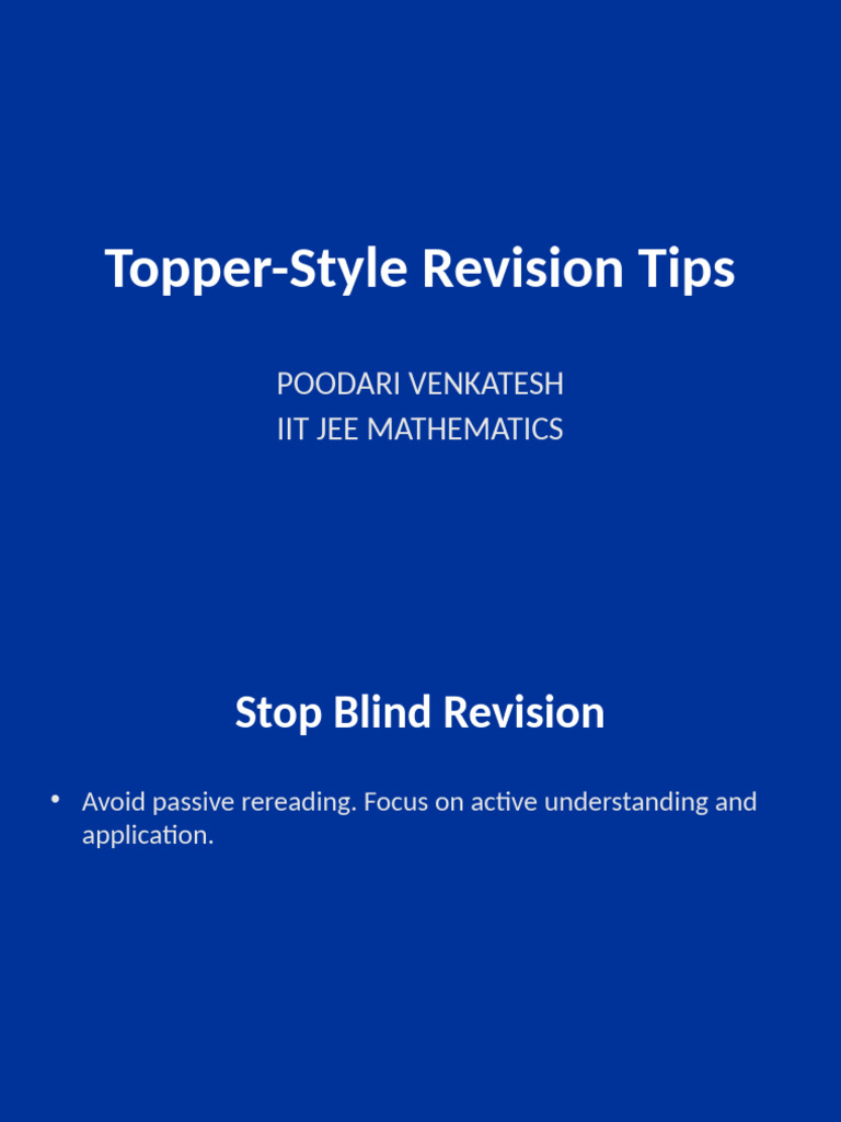Topper_Style_Revision_Tips_Blue_Theme_PPT | PDF