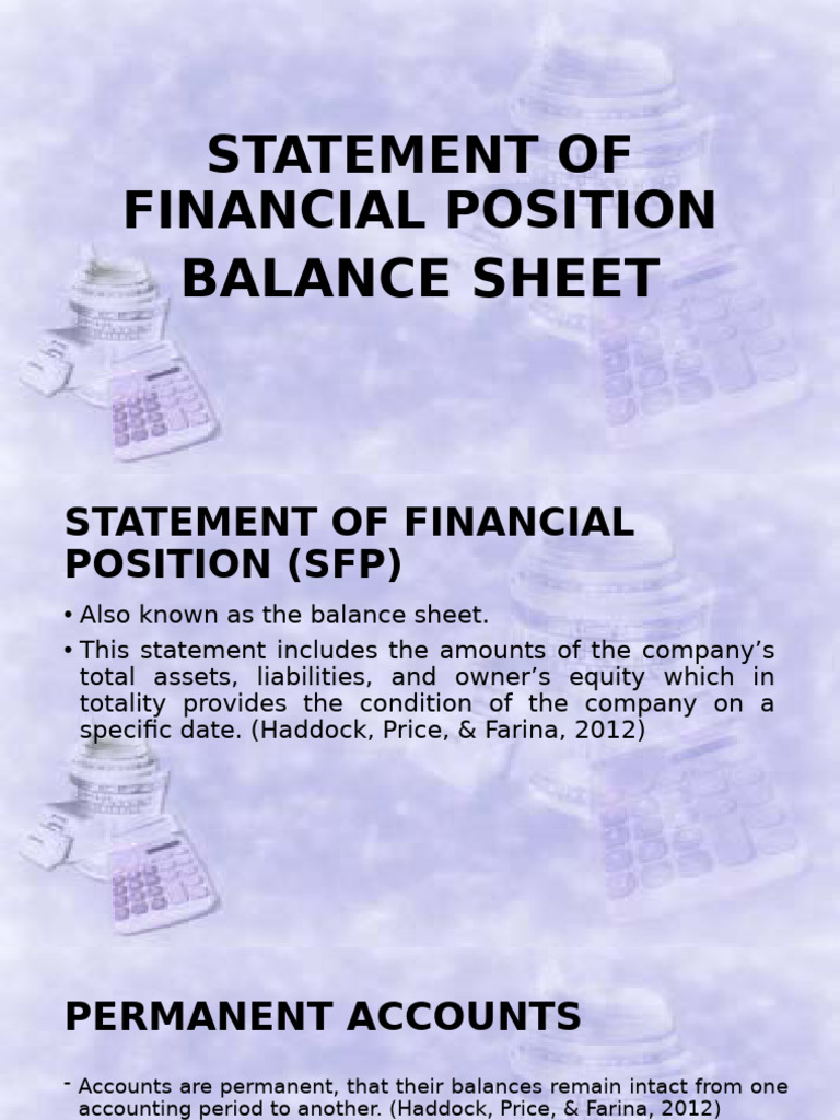 Understanding the Statement of Financial Position | PDF | Balance Sheet ...