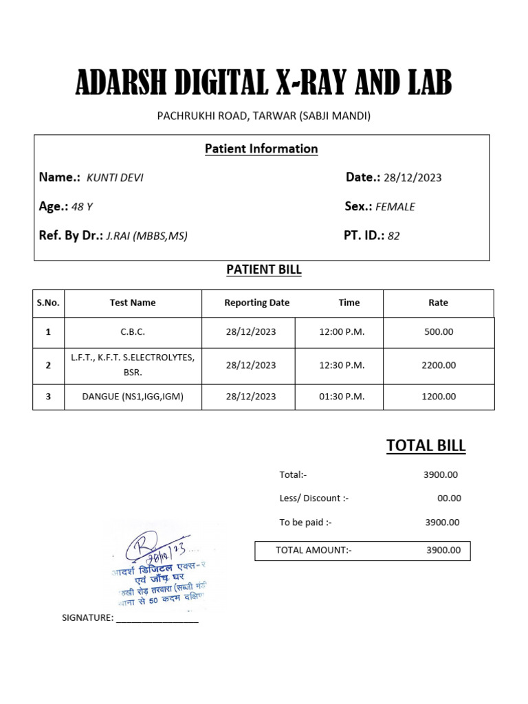 Laboratory BILL 072632 | PDF