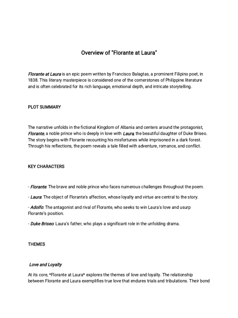 Overview of Florante and Laura -WPS Office | PDF | Poetry | Love