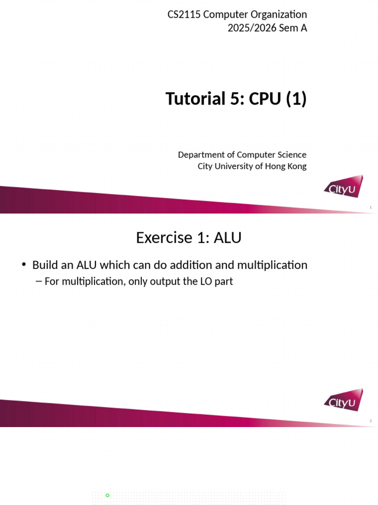 CPU Design Exercises for CS2115 | PDF