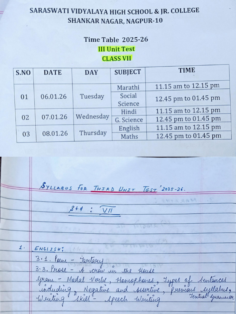 VII - TUT Timetable & Syllabus 2025 | PDF
