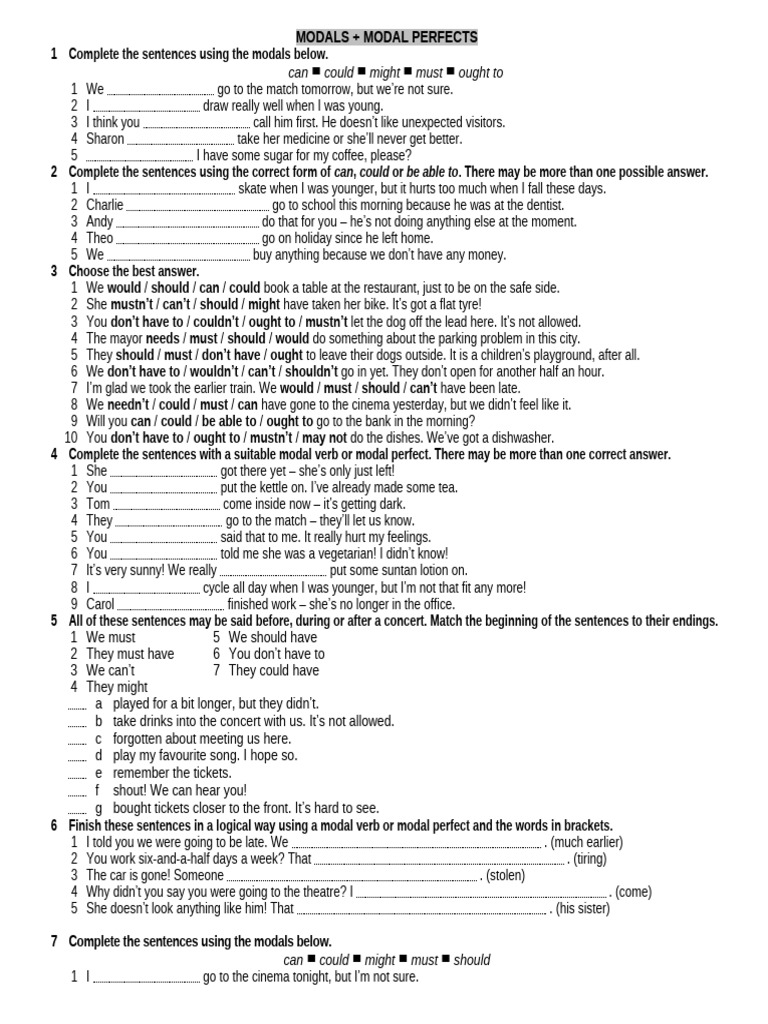 Modals + Modal Perfects 12 Act | PDF