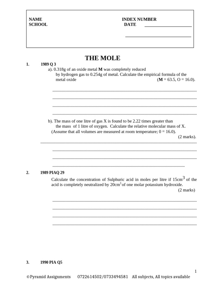 THE MOLE | PDF | Nitric Acid | Acid