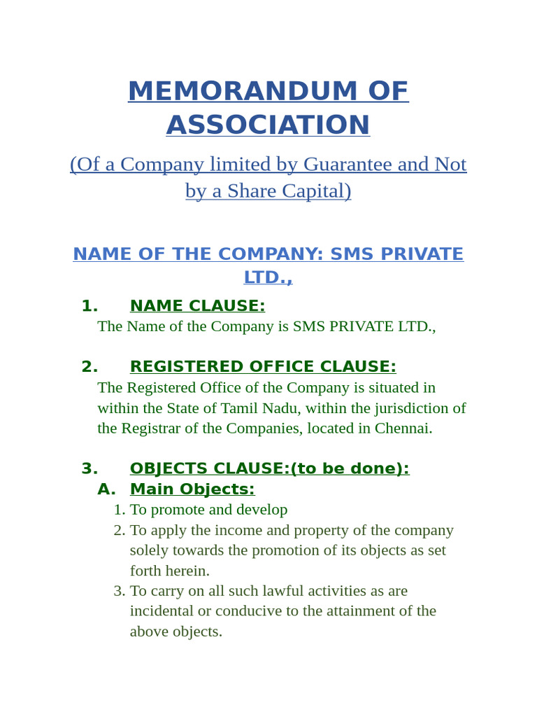 SMS Private Ltd. Memorandum & Articles | PDF | Quorum | Companies