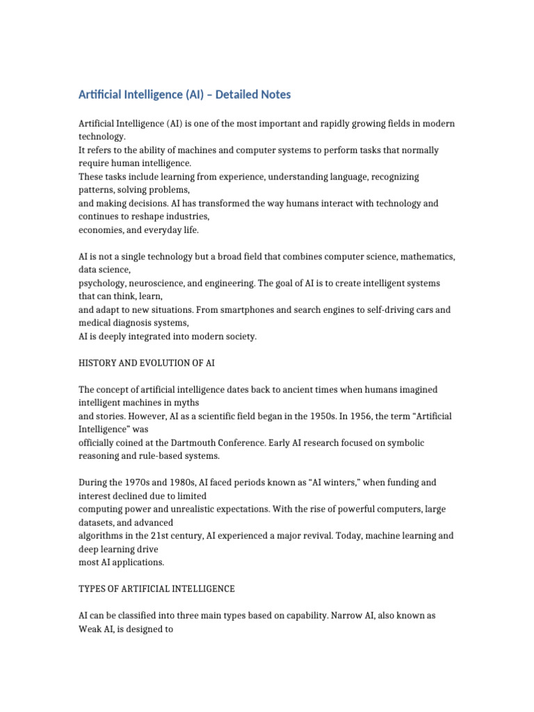 Comprehensive Guide to Artificial Intelligence | PDF | Artificial ...