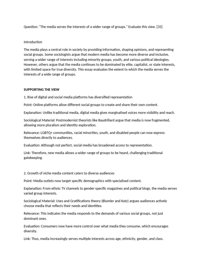 Media Diversity: Serving Varied Interests? | PDF | Sociology | Minority ...