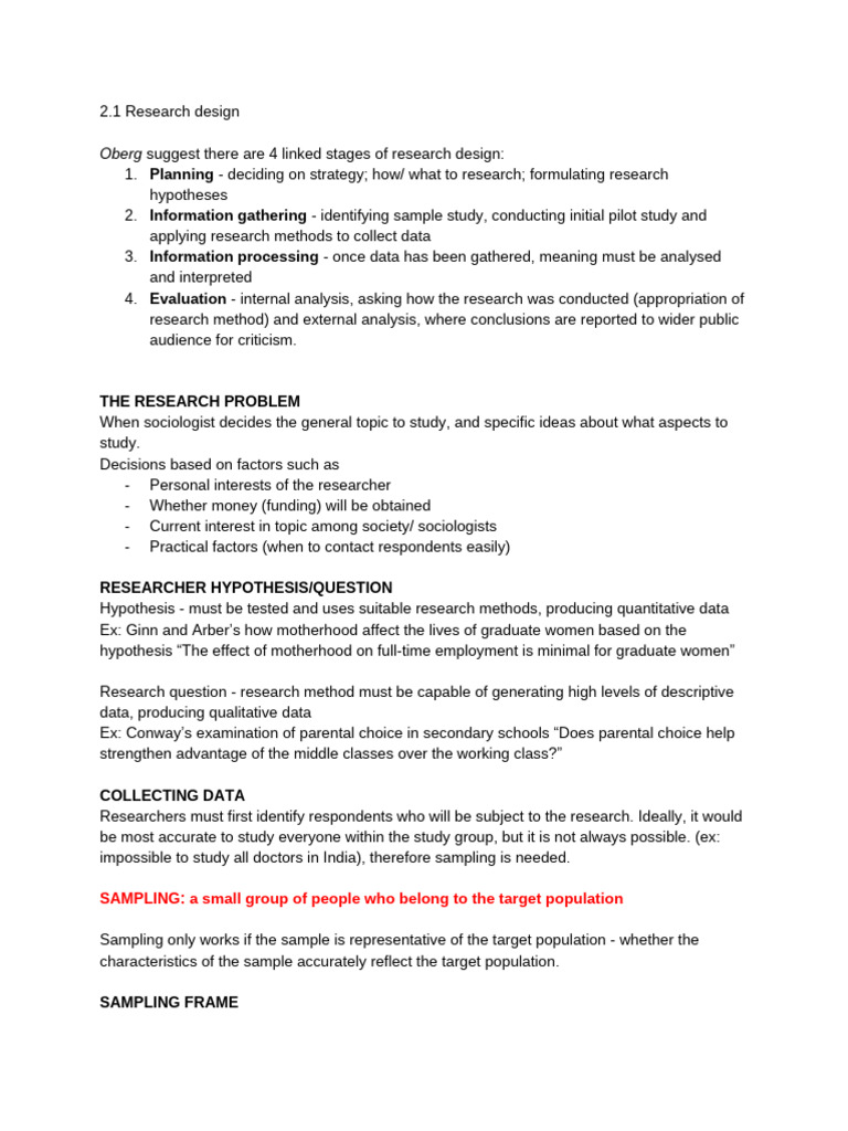 2.1 Research Design (Sampling) | PDF | Sampling (Statistics) | Hypothesis