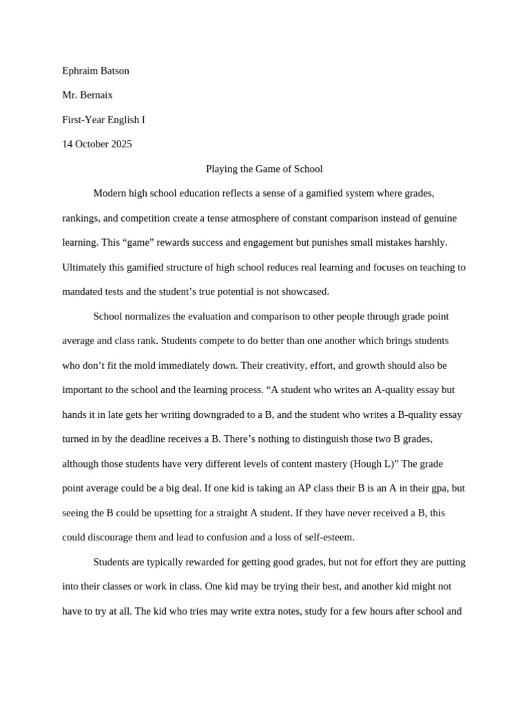 The Gamification of High School Learning | PDF | Schools | Homework