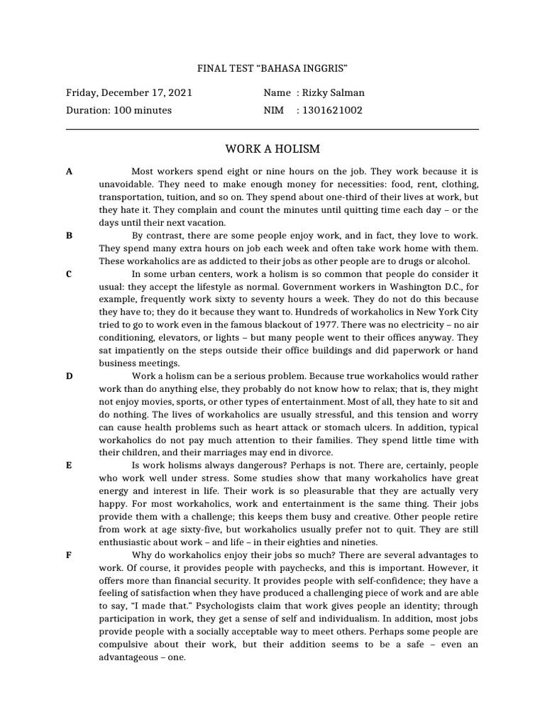 UAS Bahasa Inggris | PDF