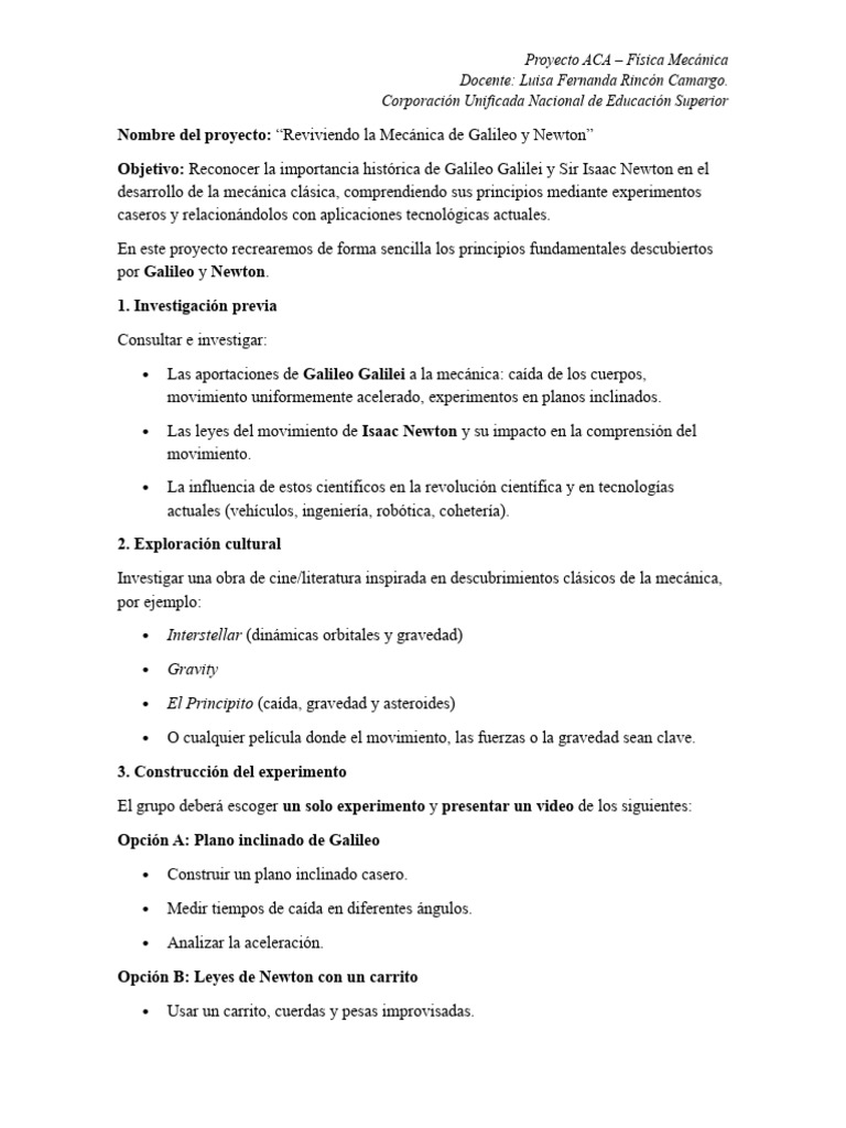 Proyecto Aca- Mecánica | PDF | Mecánica | Gravedad