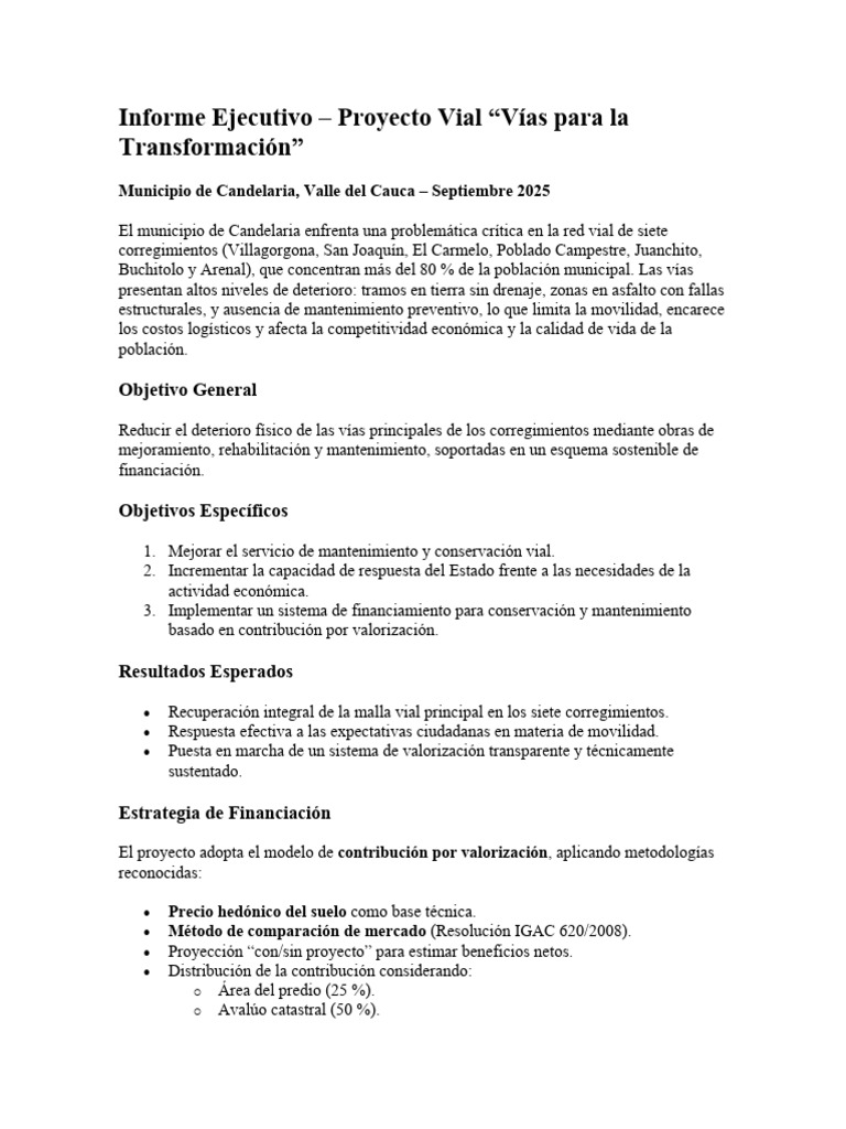 Informe Ejecutivo Vias de la Transformación | PDF | Infraestructura | Economias