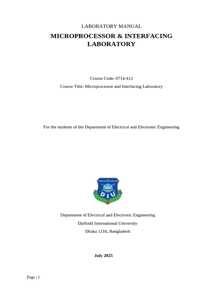 Microprocessor Interfacing Lab Manual | PDF | Assembly Language | Filename