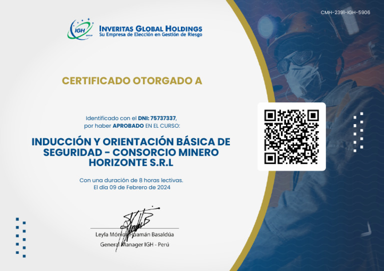 Curso INDUCCIÓN Y ORIENTACIÓN BÁSICA DE SEGURIDAD - CONSORCIO MINERO ...