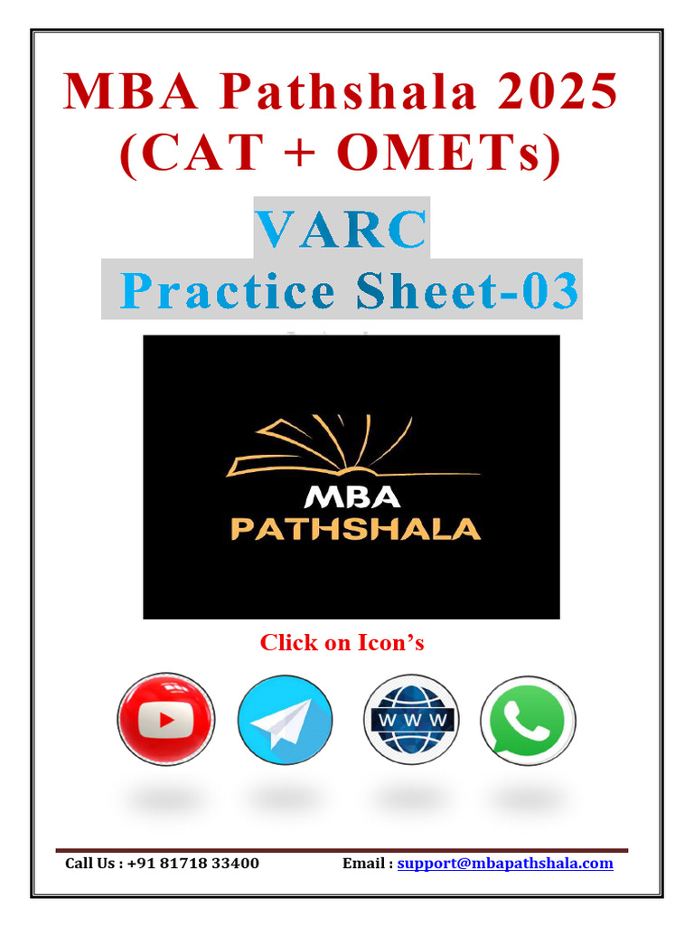 VARC Practice Sheet-03 | PDF | Paradigm | Pleasure