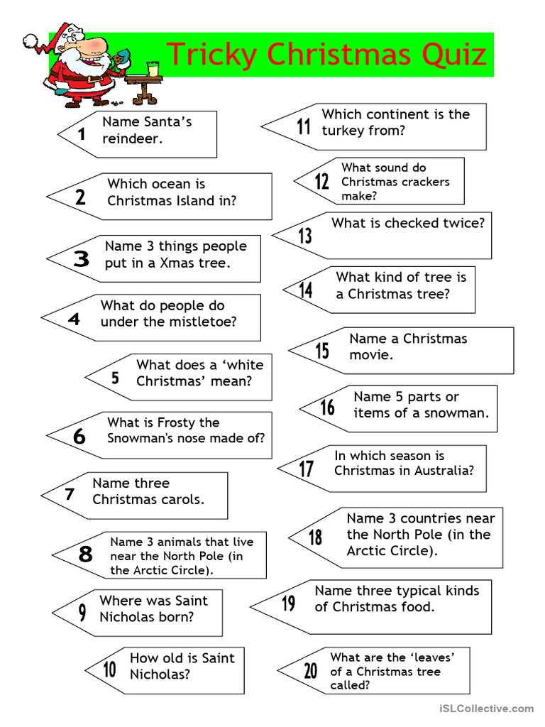 Quiz - Tricky Christmas Quiz | PDF | Christmas | Santa Claus's Reindeer
