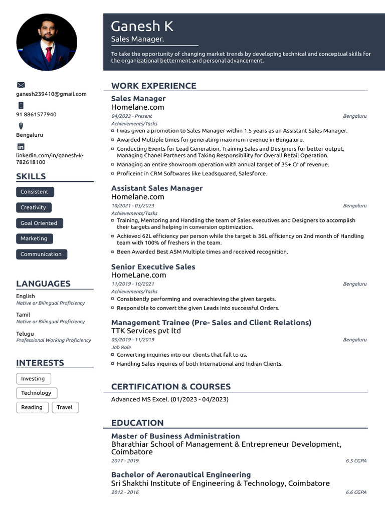 Ganesh's Resume | PDF | Business