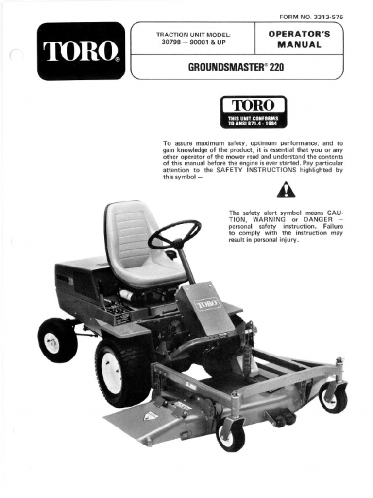 Toro Groundsmaster 220-D Operators Manual | PDF