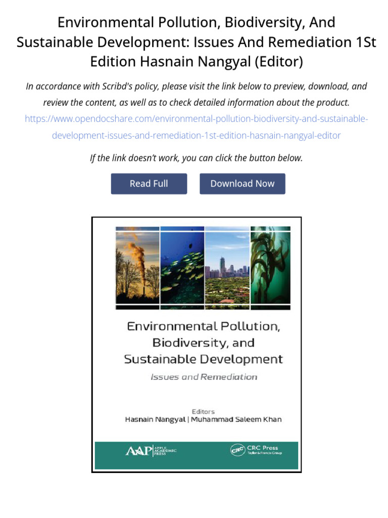 Environmental Pollution, Biodiversity, and Sustainable Development: Issues and Remediation 1st ...