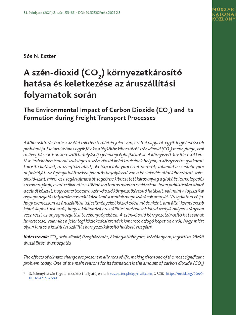 A Szen Dioxid CO2 Kornyezetkarosito Hata | PDF