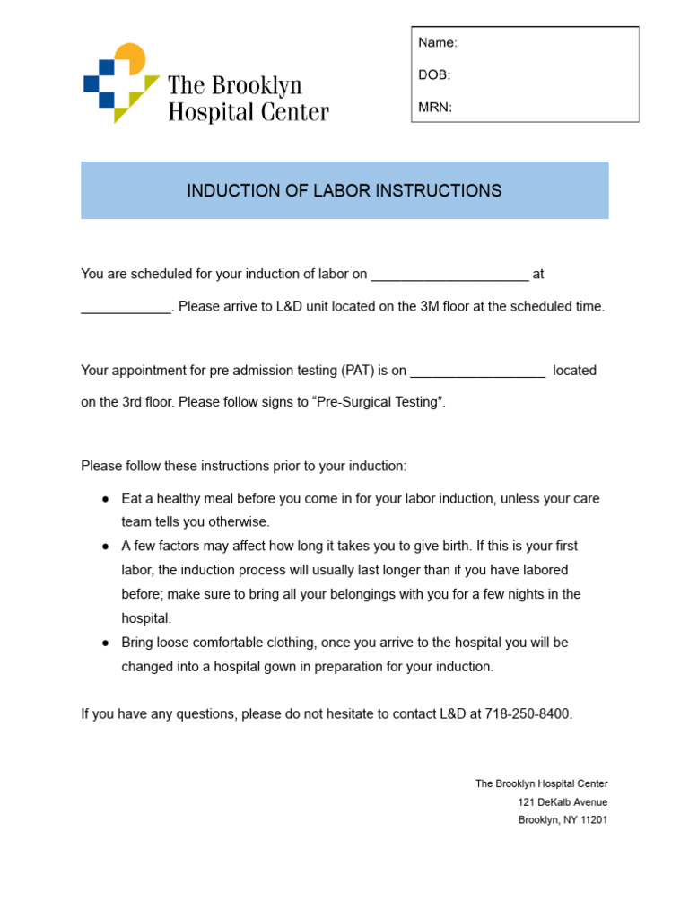 Induction of Labor Instructions-2 | PDF