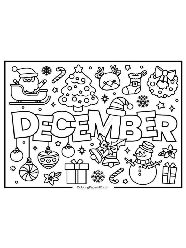 Cute December Coloring Pages (Free PDF Printables) | PDF