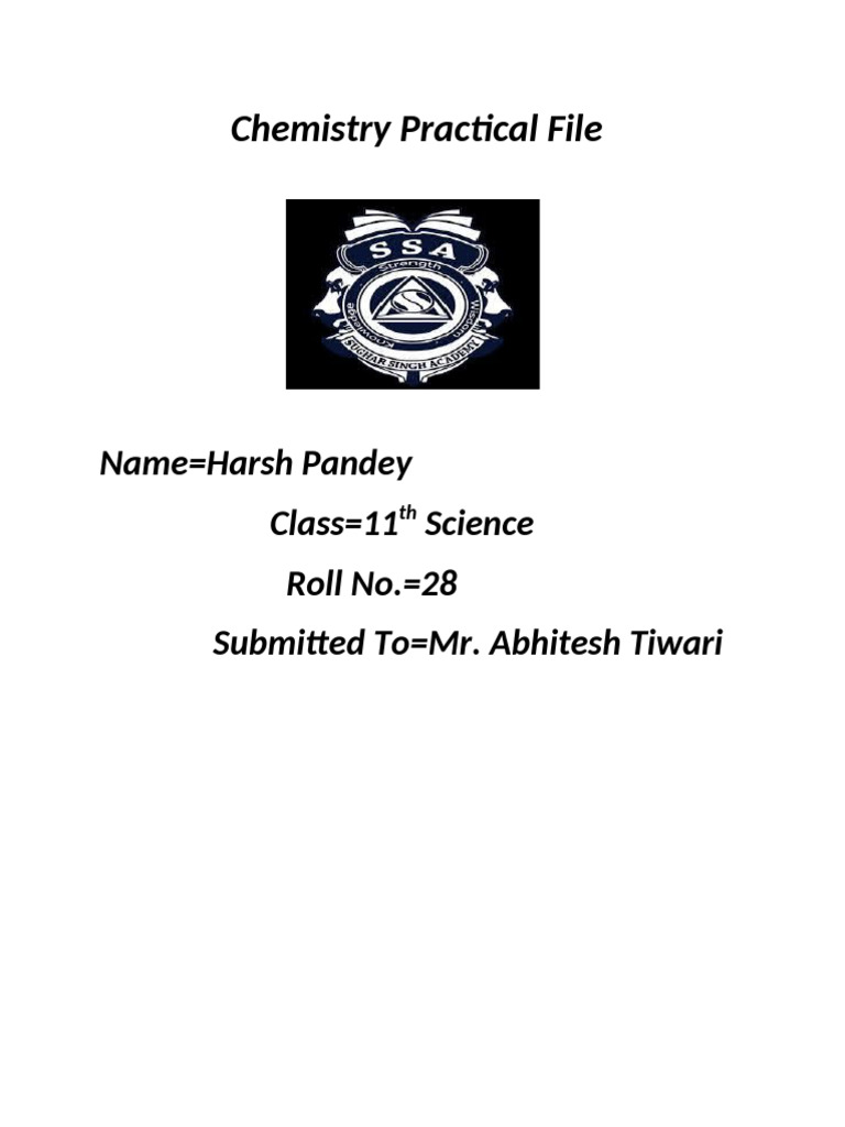 Chemistry Practical File | PDF