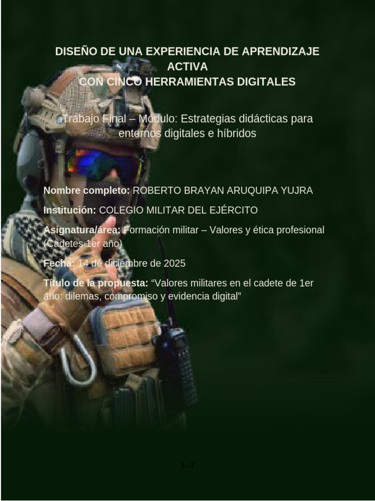 Tarea_Final_Valores_Militares_5_Herramientas_EDITABLE_v2 | PDF | Moodle | Infografia