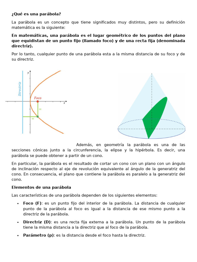 Qué es una parábola | PDF | Geometría | Matemáticas