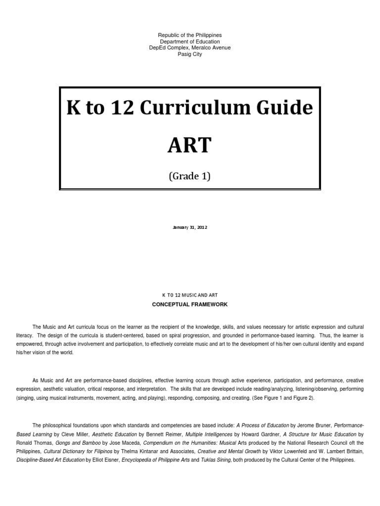 K To 12 - ART Curriculum Guide GRADE 1 | PDF | Drawing | Printmaking