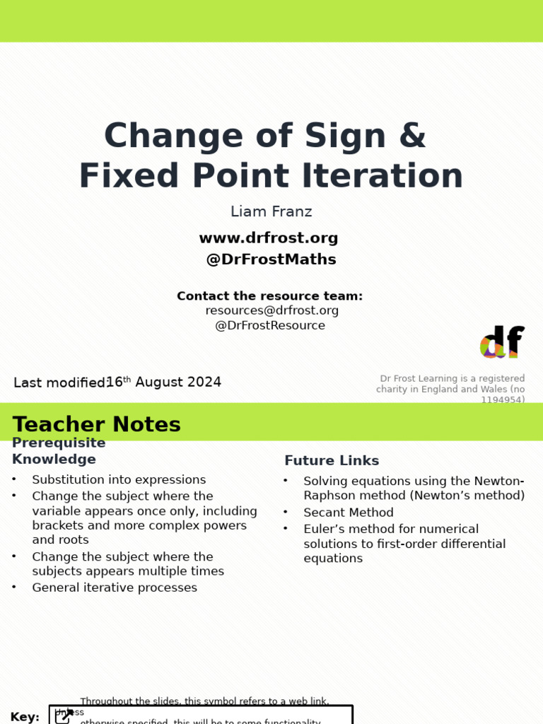 Change of Sign and Fixed Point Iteration - Lesson | PDF | Mathematics | Mathematical Analysis