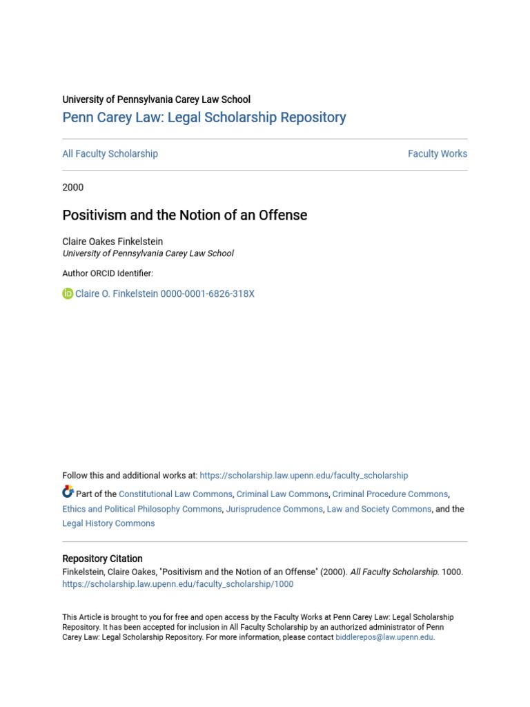 Positivism and Criminal Offenses Analysis | PDF | Overbreadth Doctrine ...